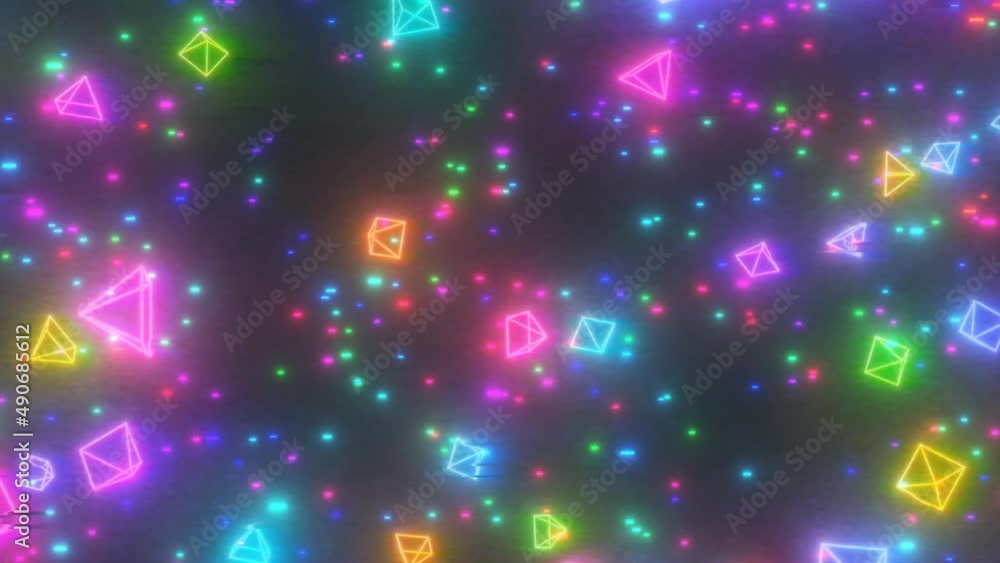 Retro 80s Rainbow Color Television Wireframe Pyramids Glitchy Space ...