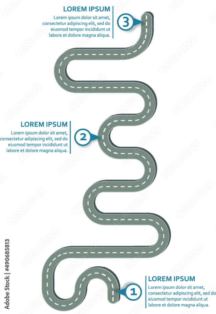 Business workflow roadmap, infographic flat lay style, in A4 portrait ...