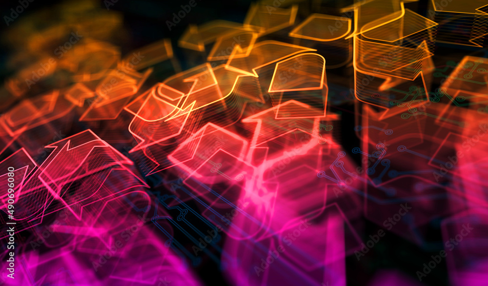 Recycling digital waste data and sustainable symbol concept 3d ...