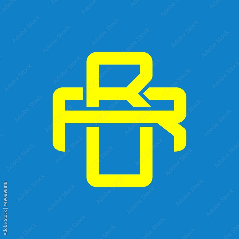 RB, BR, FBR, BFR, monogram logo overlapping, yellow color on a blue ...
