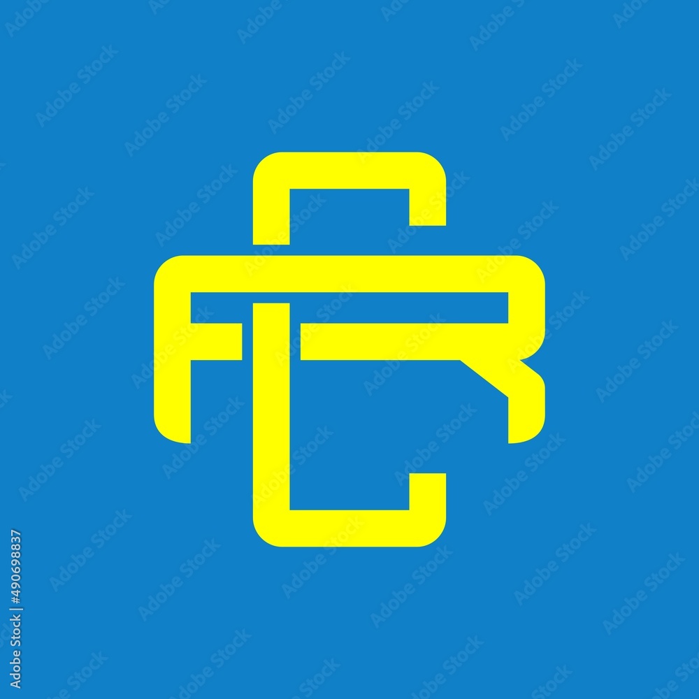 RC, CR, FCR, CFR, monogram logo overlapping, yellow color on a blue ...