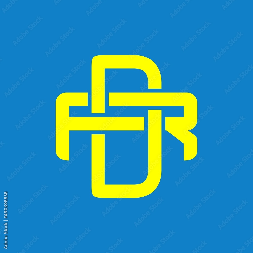 RD, DR, FDR, DFR, monogram logo overlapping, yellow color on a blue ...