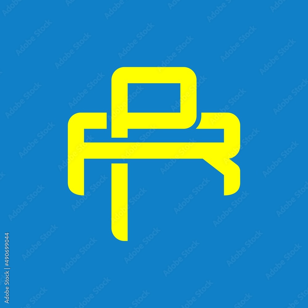 RP, PR, FPR,PFR, monogram logo overlapping, yellow color on a blue ...