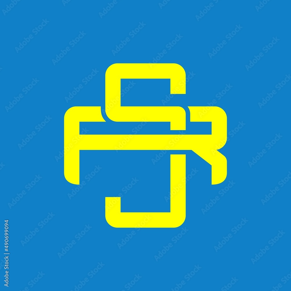 RS, SR, FSR, SFR, monogram logo overlapping, yellow color on a blue ...
