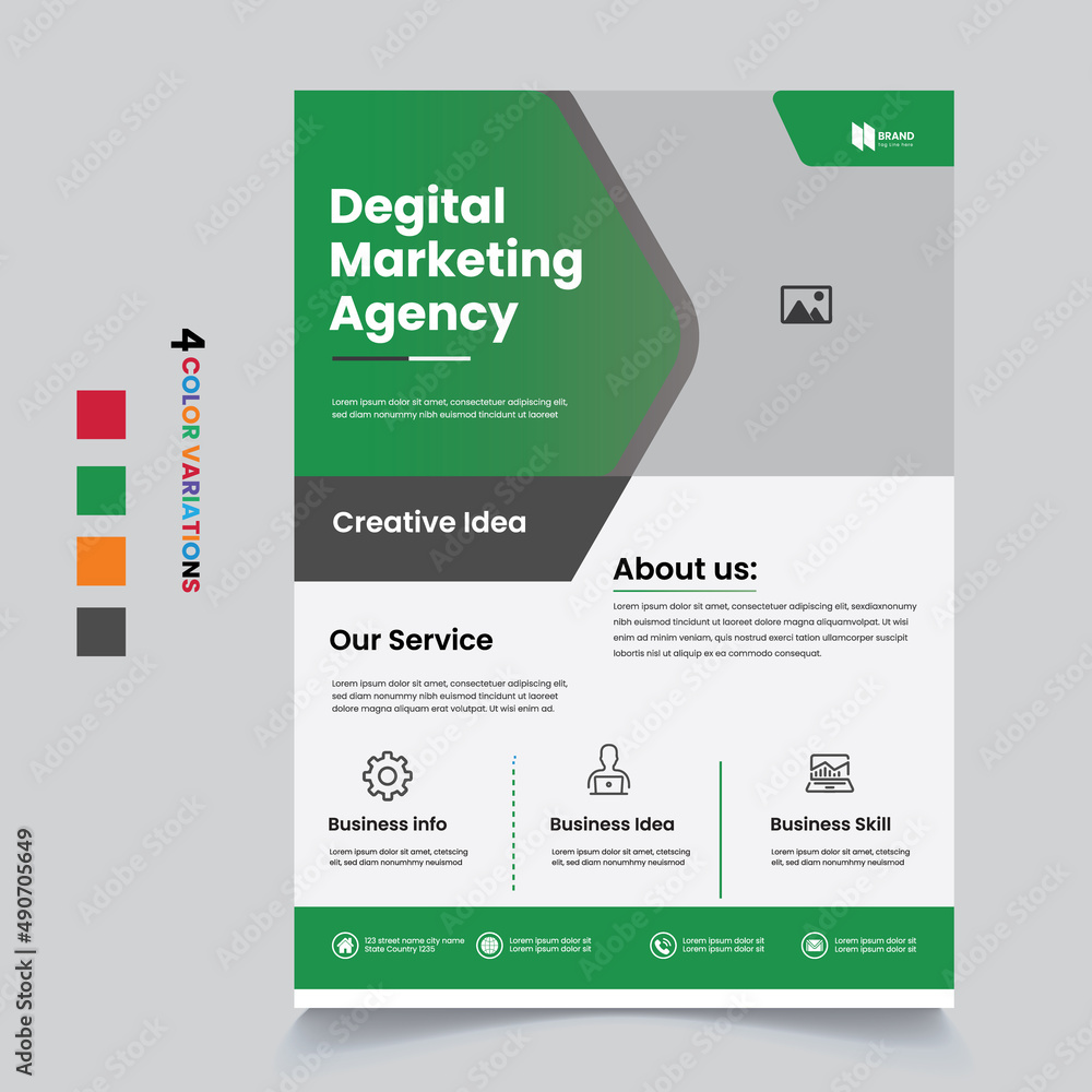 Template flyer A4 with space for a photo. brochure design in 4 color ...