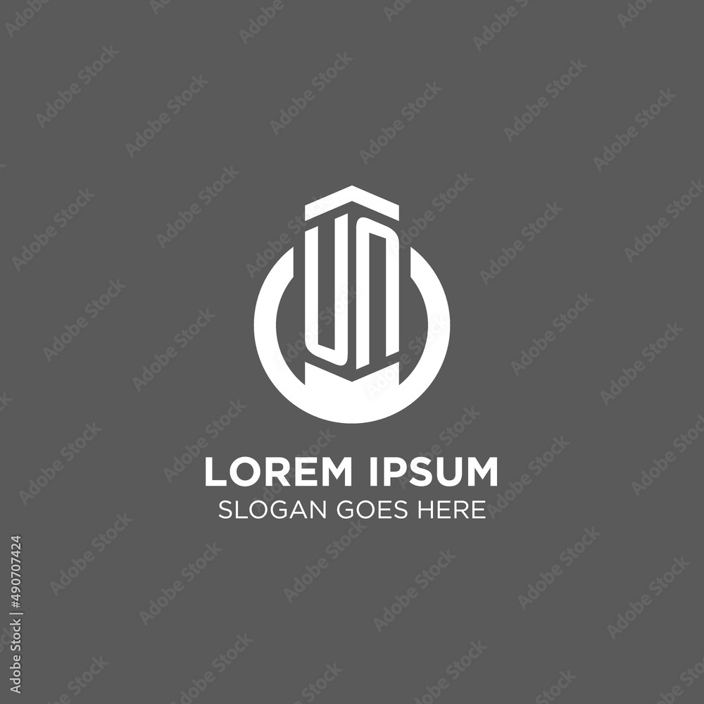 Initial UN circle round line logo, abstract company logo design ideas ...