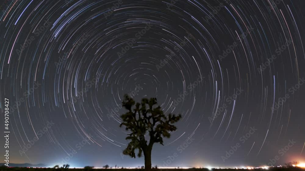Stars make circular light trails in the Mojave Desert's nighttime sky ...
