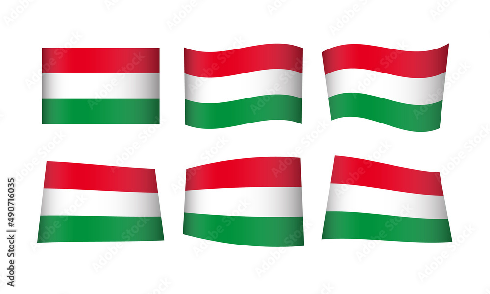 Hungarian Flag Hungary National Symbol Banner Icon Vector Set Stickers ...