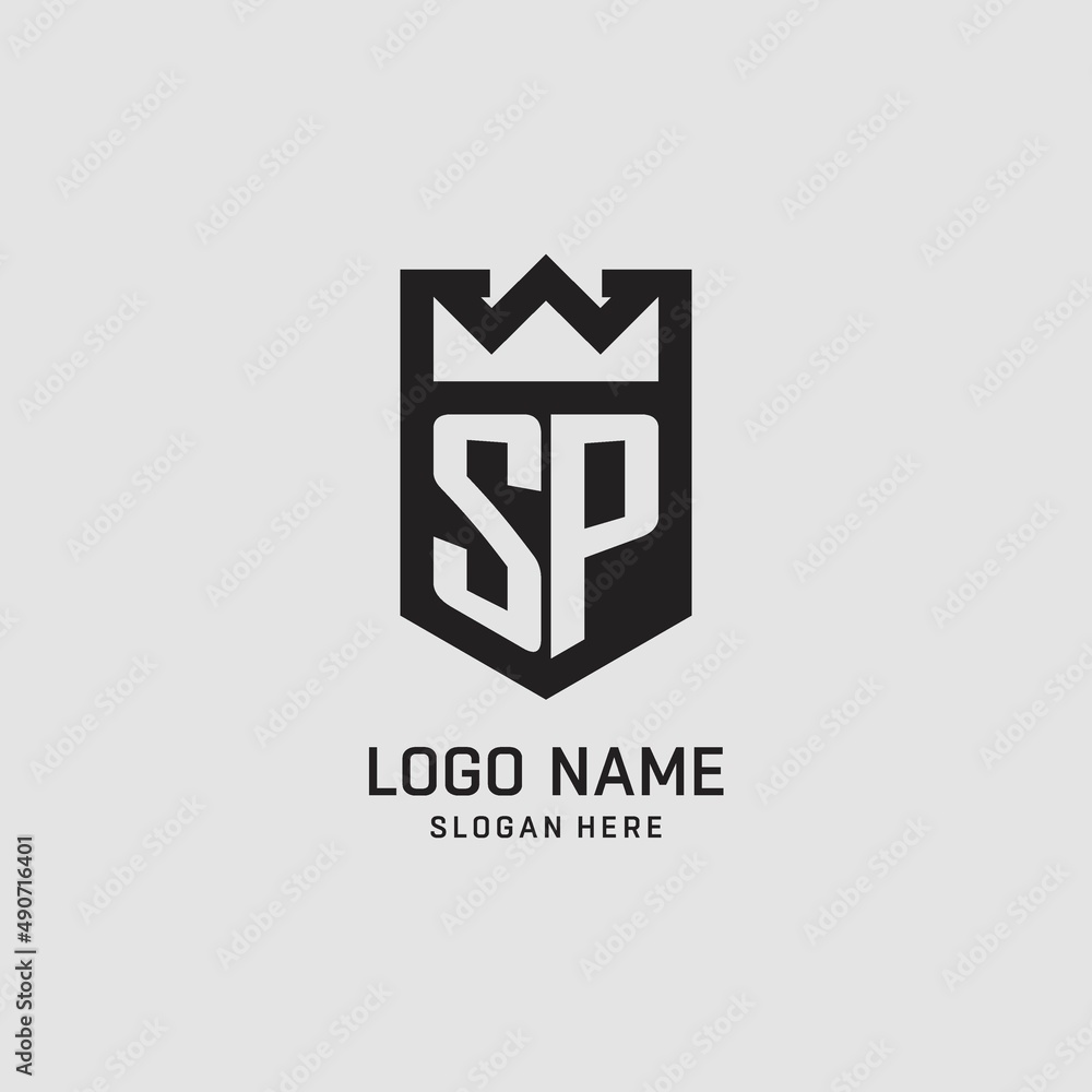 Initial SP logo shield shape, creative esport logo design Stock Vector ...