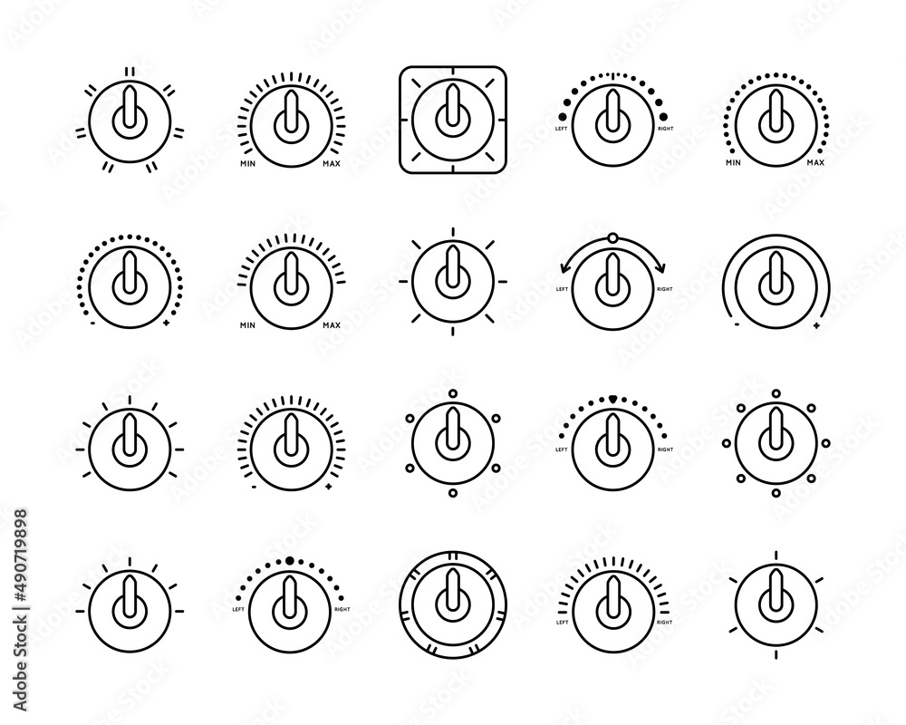 Set of vector icons on theme Control Panel, Mode Control. Icon Selector ...