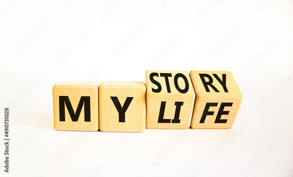 Story of my life symbol. Turned wooden cubes and changed concept words ...