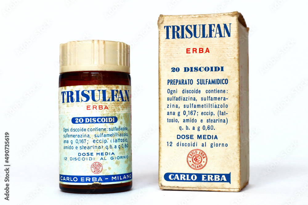 Vintage 1950s TRISULFAN ERBA, Sulfonamide medicine for the treatment of ...