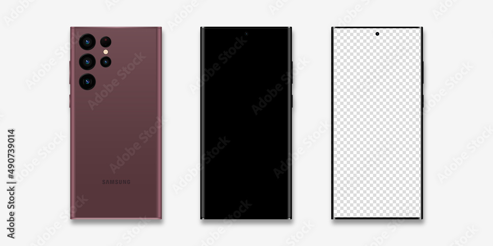 New Samsung - Galaxy S22 - Burgundy color. Smartphone screen mockup ...
