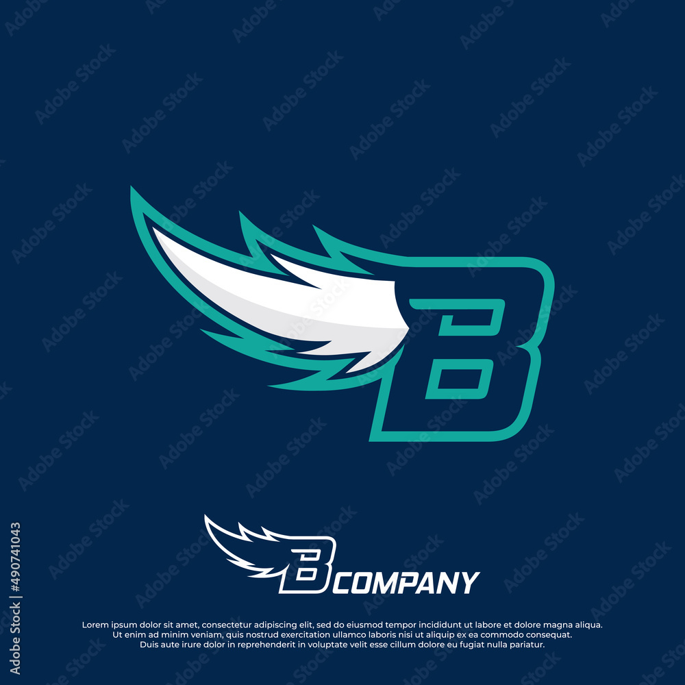Wings logo with letter B illustration design, Wings badges esport logo ...