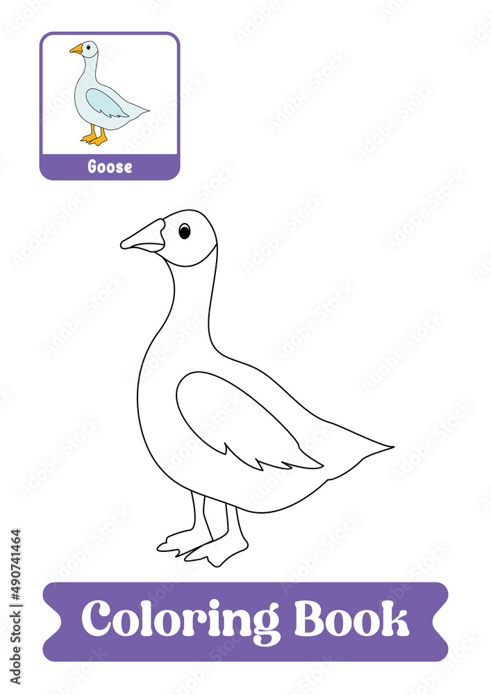 Goose coloring pages book Stock Vector | Adobe Stock