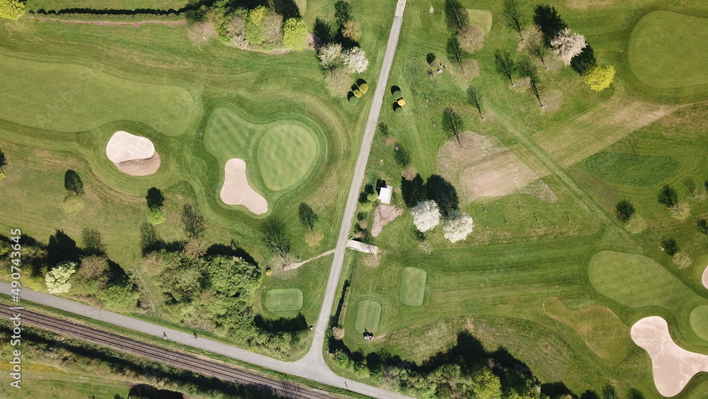 Drone footage from a golf course Stock Photo | Adobe Stock