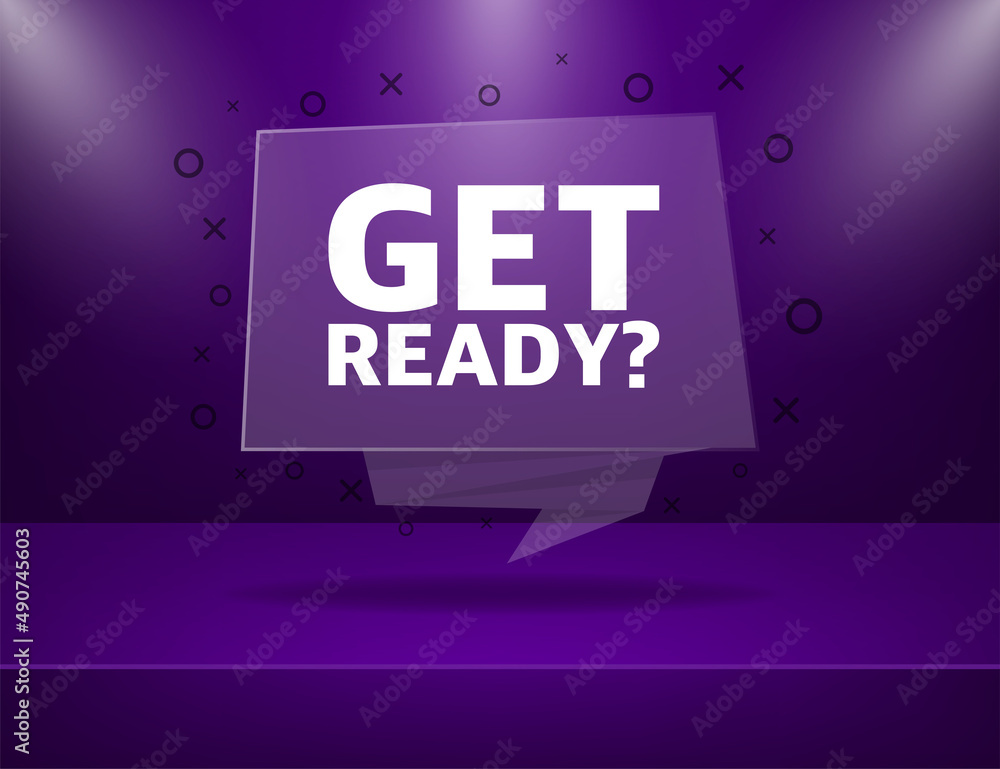 Purple banner with get ready sign. Vector illustration Stock Vector ...