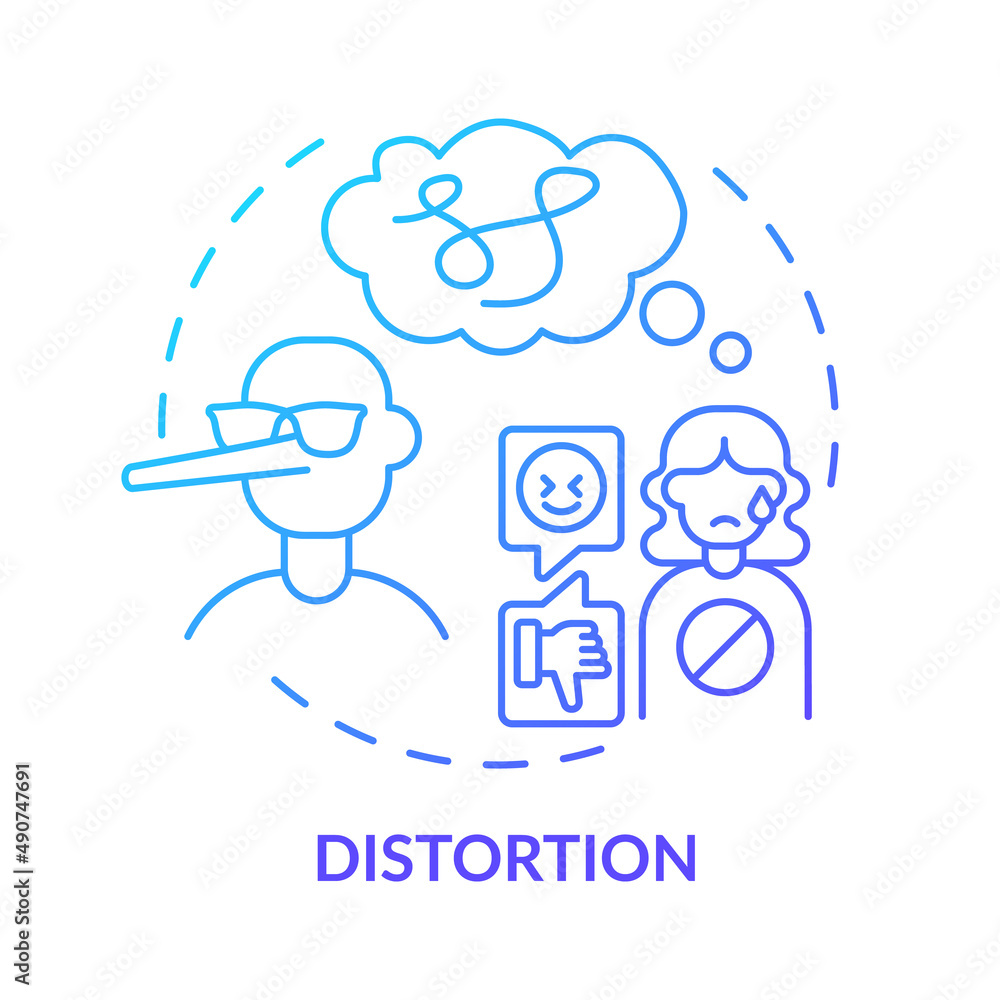 Distortion blue gradient concept icon. Emotional manipulation strategy ...