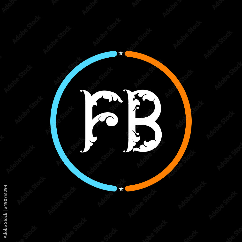 FB, F B Letter Logo. black background, FB circle logo design. FB, B F ...