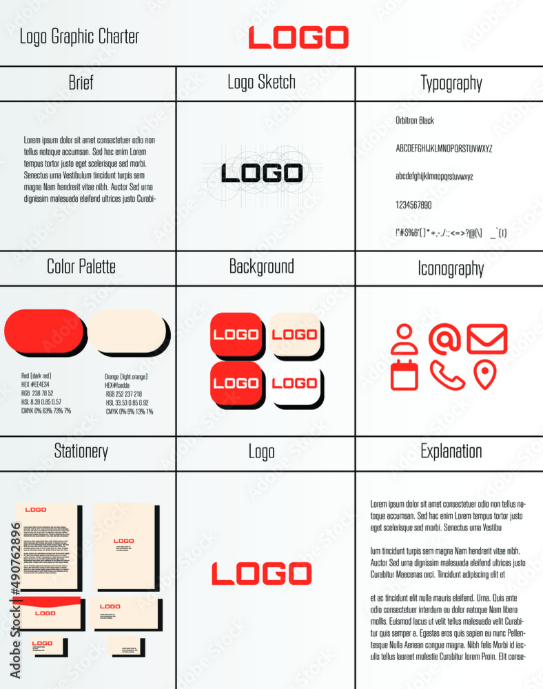 Graphic charter vector.document of visual elements company identity ...