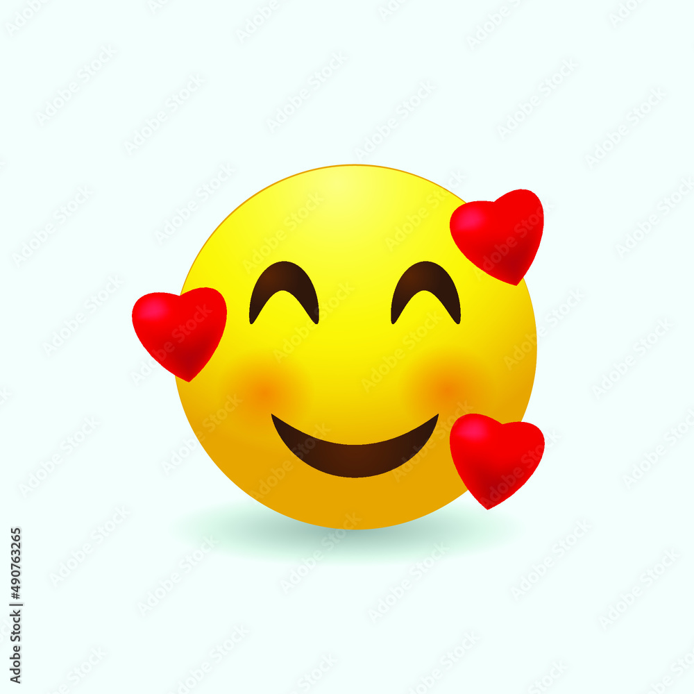 Happy Smiley Face Emoji 3D Stylized Emoji Stock Vector | Adobe Stock