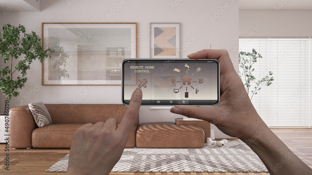 Smart remote home control system on a smart phone. Device with app ...