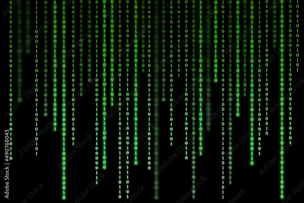 Green matrix background of binary numbers. Matrix of computer data ...