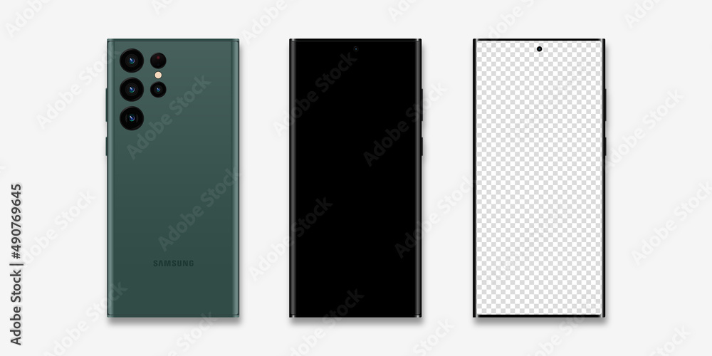 New Samsung - Galaxy S22 - Green color. Smartphone screen mockup front ...
