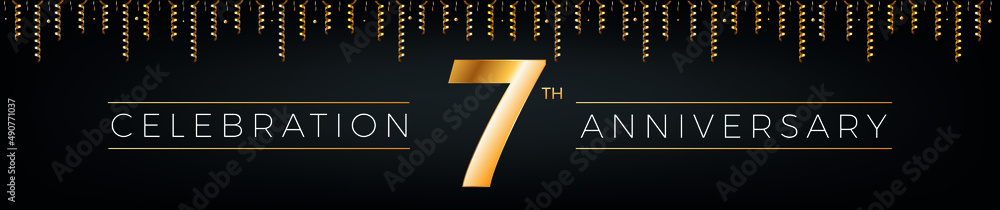 7th anniversary. Seven years birthday celebration horizontal banner ...