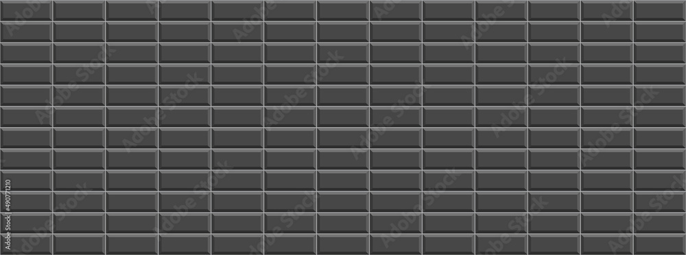Tile subway texture. Black brick wall. Seamless kitchen background ...