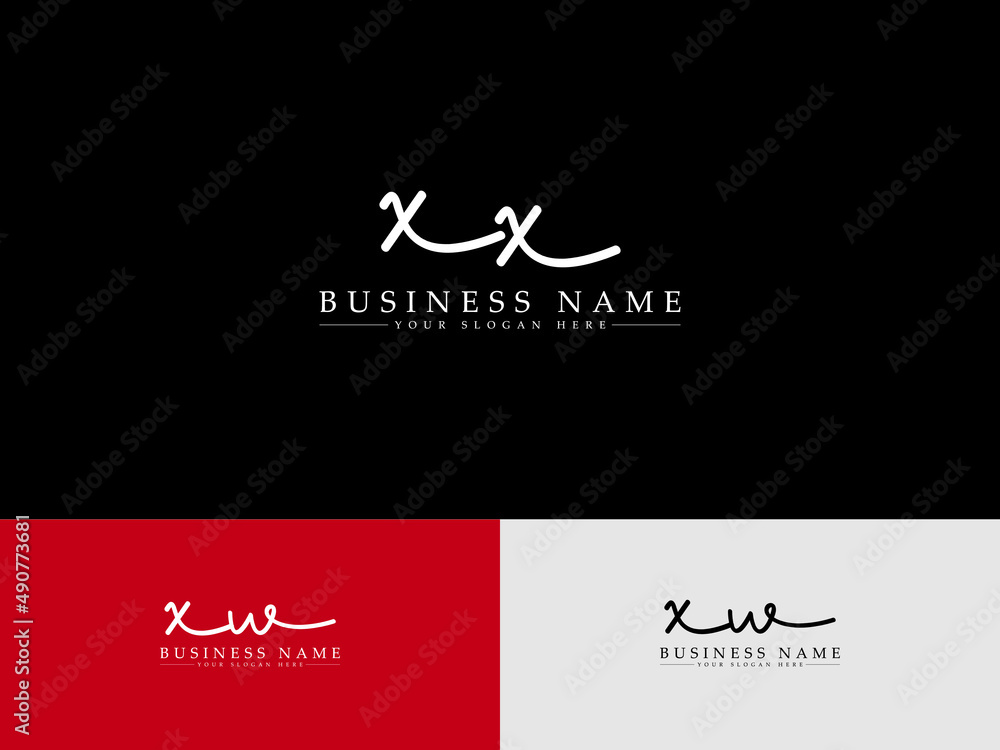 Initial Signature XX Logo, Signature Xx xx Creative Two Letters red ...