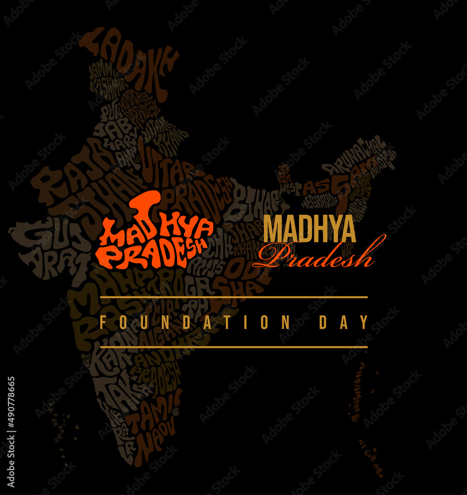 Happy Madhya Pradesh Foundation day greetings with map illustration ...