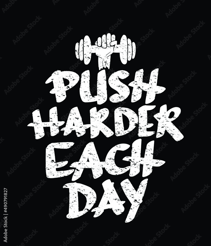 Motivational quote text and hand holding dumbbell, workout fitness gym ...