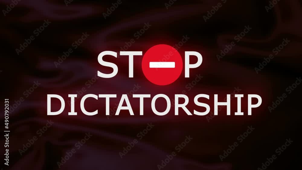 Stop Dictatorship text appears on screen, 2D 4k animation, red flag ...