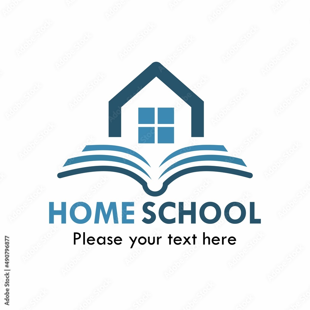 home school logo template illustration. there are book with home Stock ...