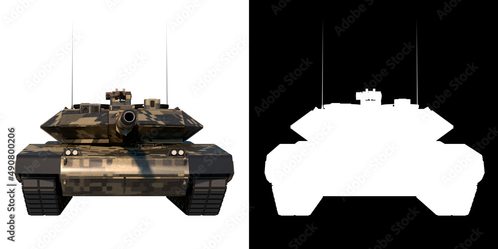 tank combat vehicle - Front view white background alpha png 3D ...
