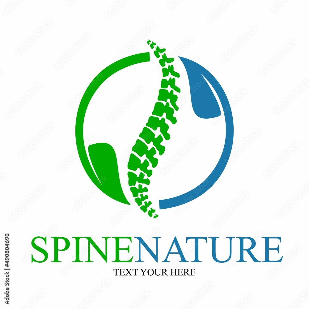 Spine naturevector logo template with leaf and orthopedic symbol. This ...