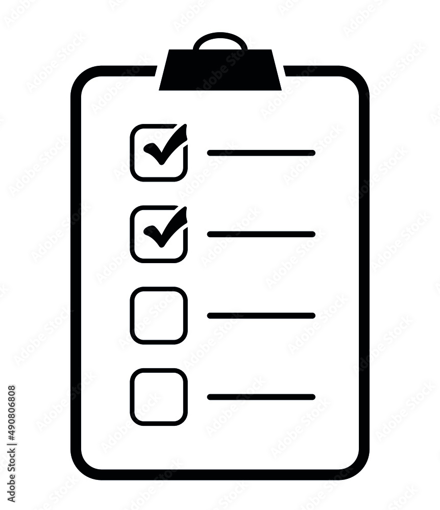 Checklist icon. Checklist icon flat style, note clipboard, checklist ...