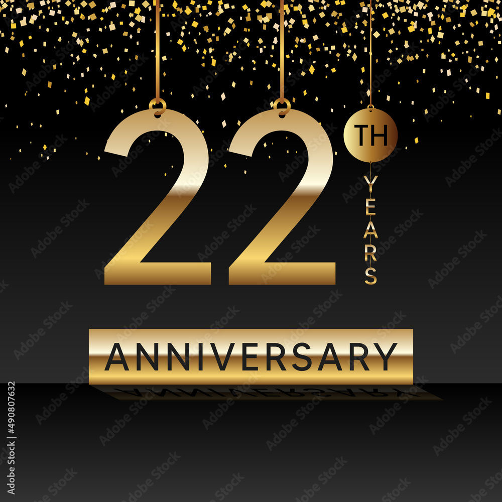 22 years anniversary, vector design for anniversary celebration with ...