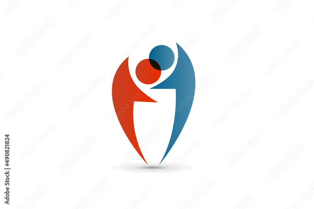 Plakát Couple people hugging icon logo vector – Obraz na Zeď | Posters.cz