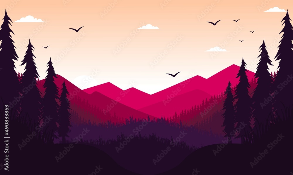 red blue nature landscape wallpaper hd 4k image Stock Illustration ...