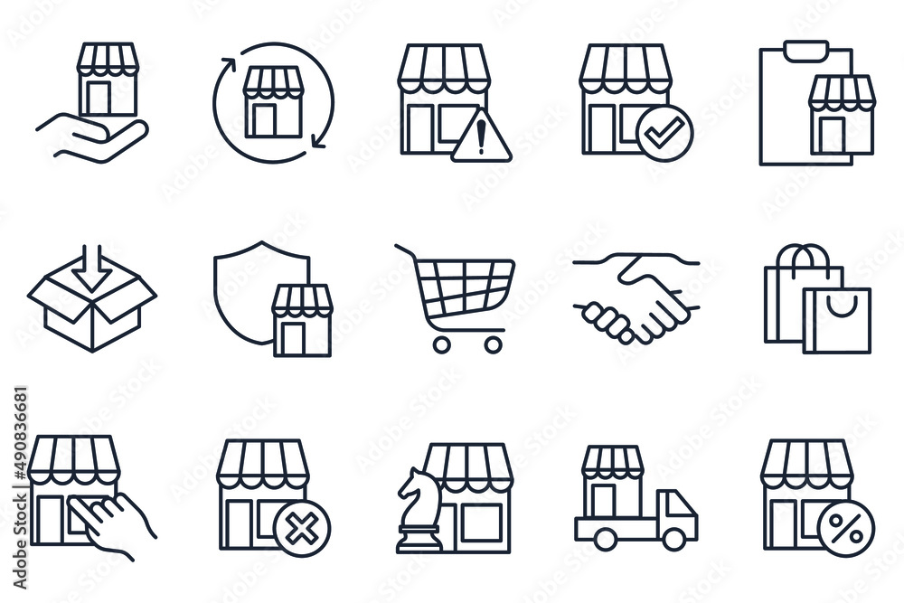 set of Shopping and Market elements symbol template for graphic and web ...