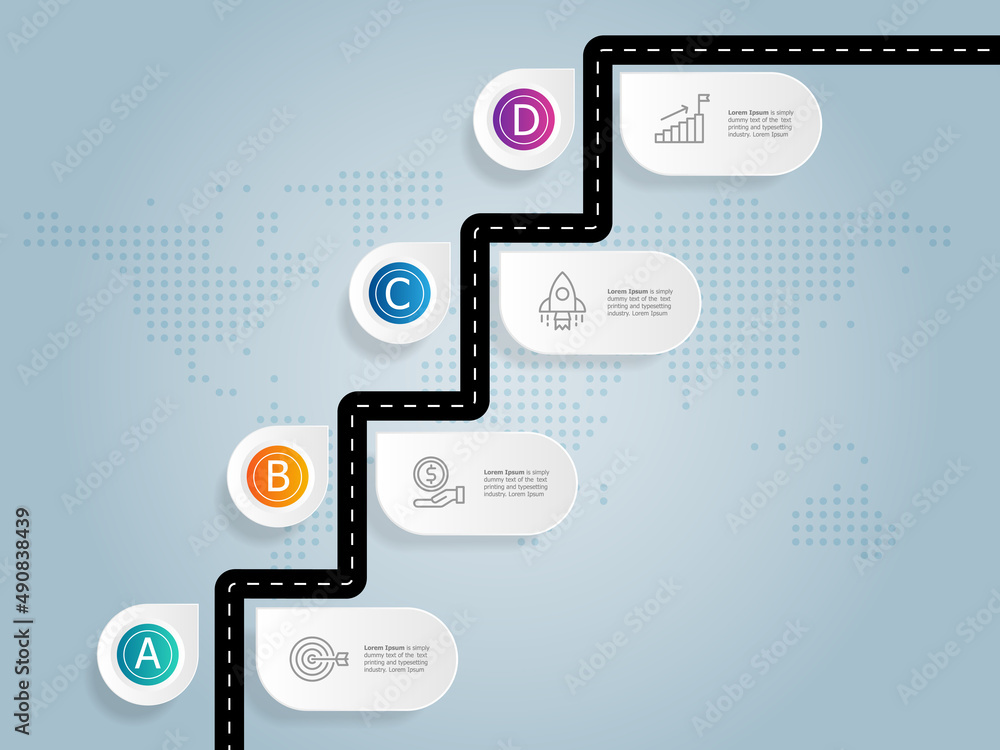 road map timeline infographics elements report presentation Stock ...
