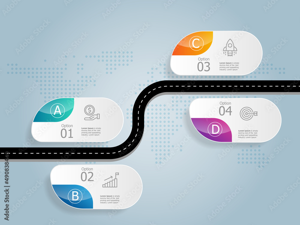road map timeline infographics elements report presentation Stock ...
