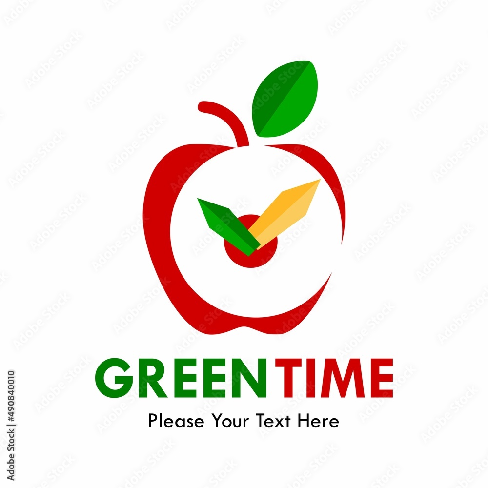 green time logo template illustration. there are apple with watch Stock ...