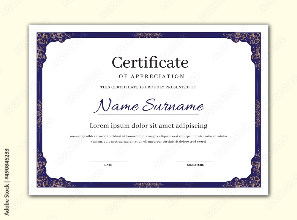 Blue color download A4 Size Certificate Border and Frame Design Stock ...