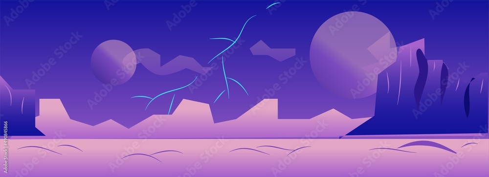 2D Alien Planet Game Background Vector Illustration Stock Vector ...