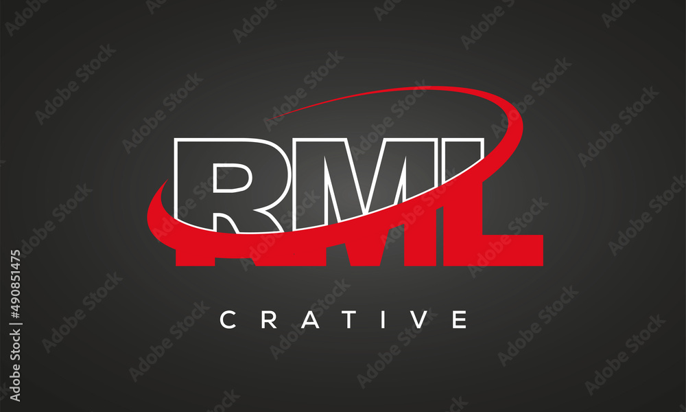 RML creative letters logo with 360 symbol vector art template design ...