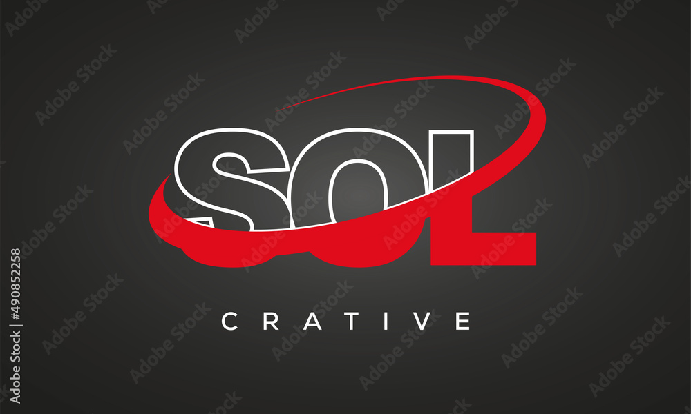 SOL creative letters logo with 360 symbol vector art template design ...