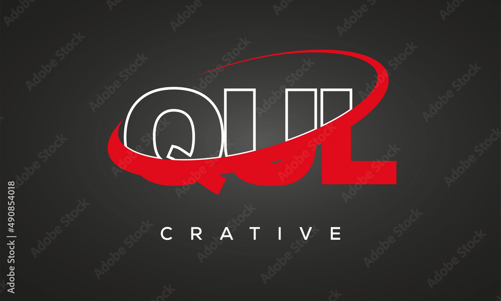 QUL creative letters logo with 360 symbol vector art template design ...